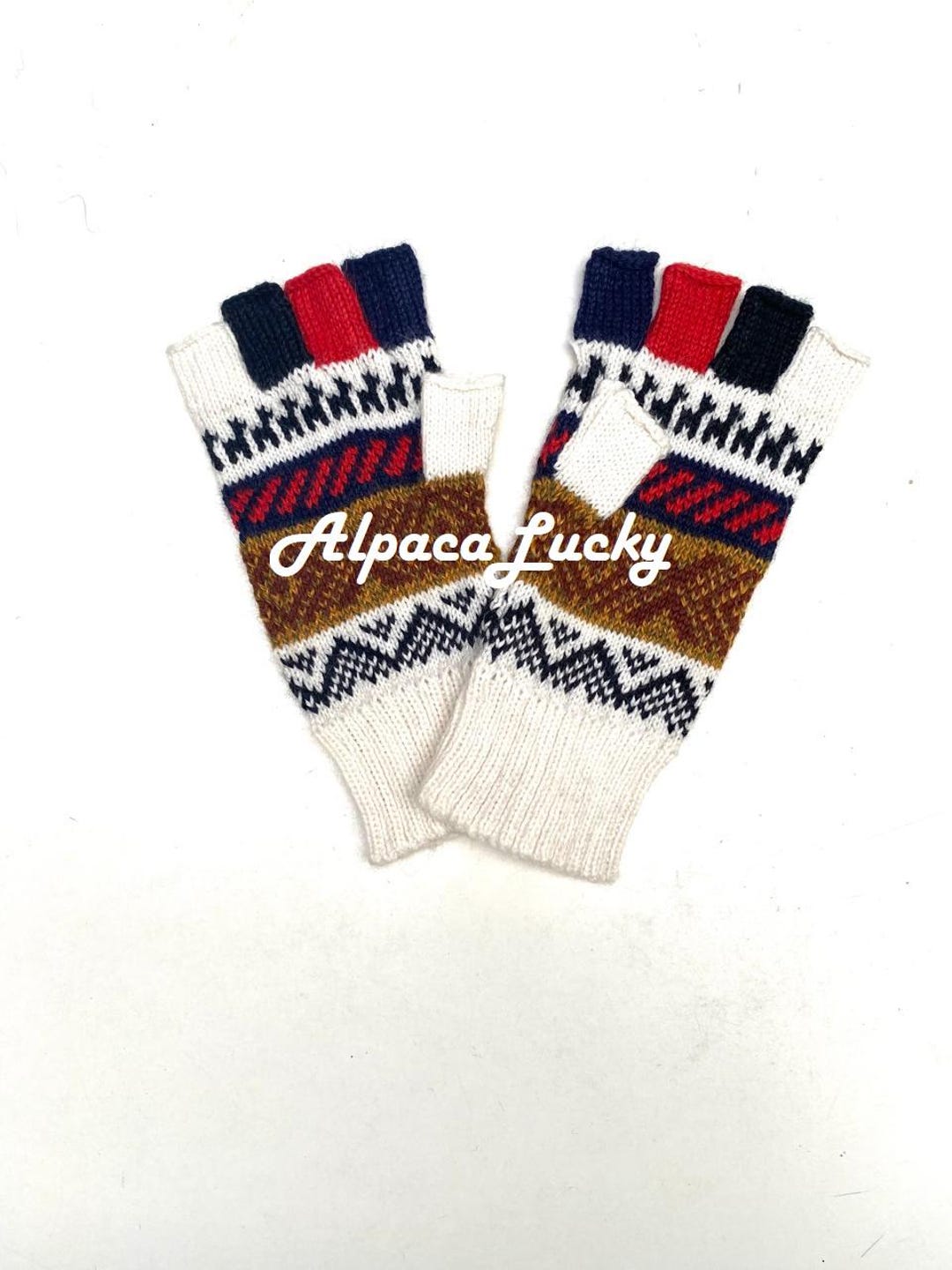 White Convertible Mittens Baby Alpaca, Exposed Finger Thickening Alpaca ...