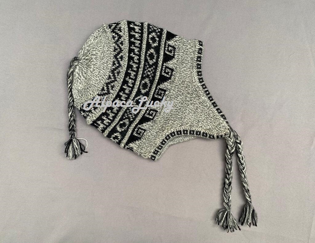 Hash Green Unisex Peruvian Alpaca Hat Chullo With Earflaps 100% Lining ...