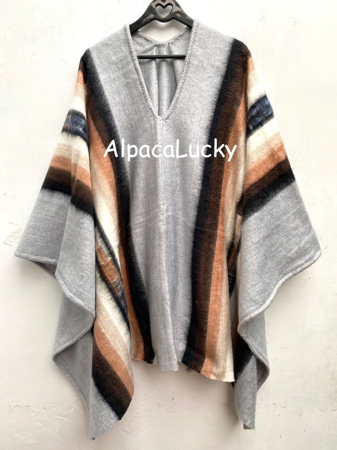 Light Gray Alpaca Poncho for Men and Woman, Alpaca Poncho, Poncho ...