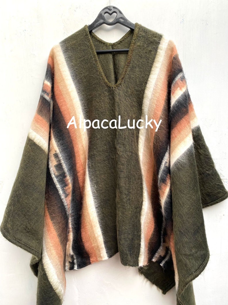 Green Military Alpaca Poncho for Men and Woman, Alpaca Poncho, Poncho ...