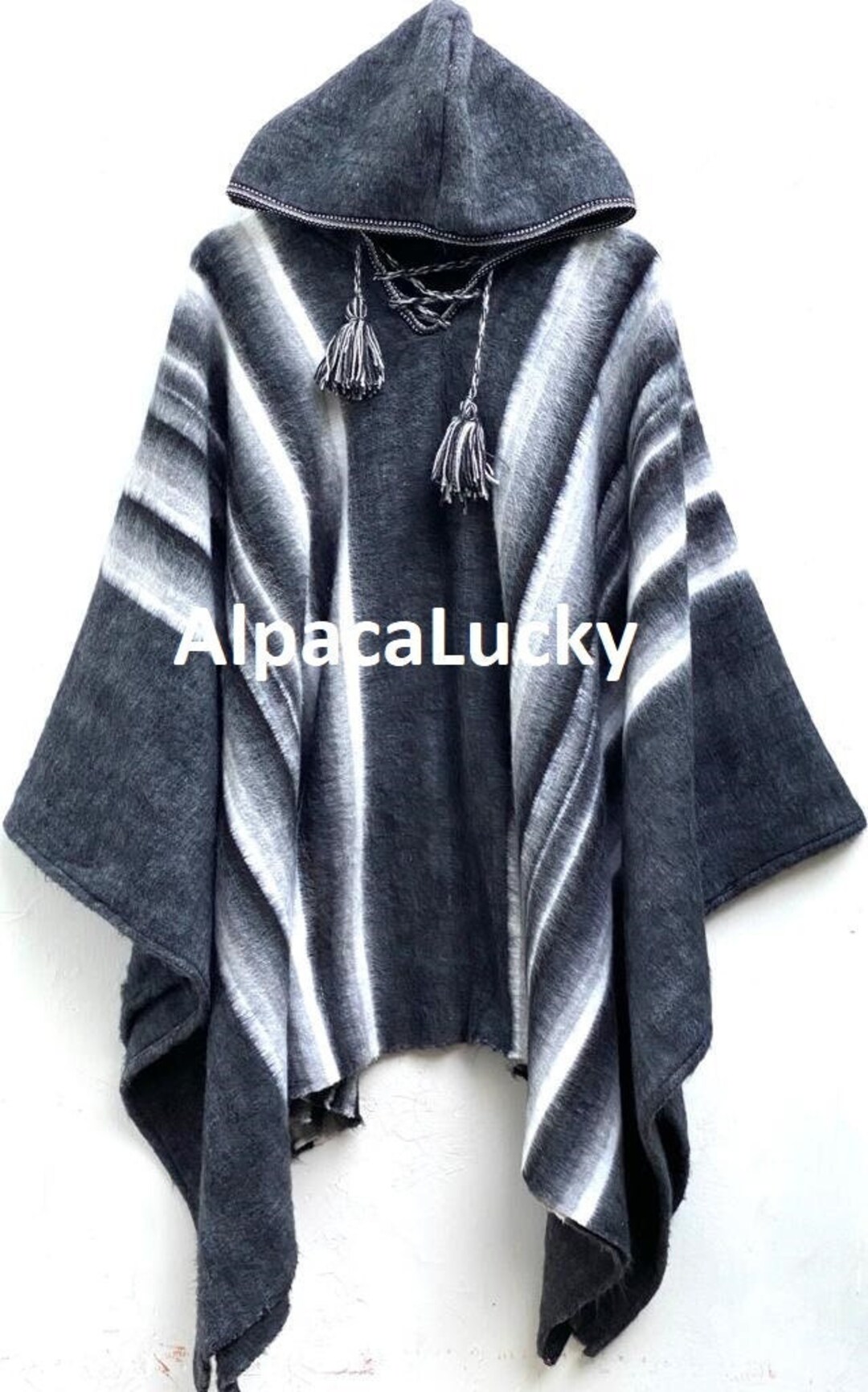 Dark Gray Alpaca Poncho for Men and Woman, Alpaca Poncho, Poncho Alpaca ...