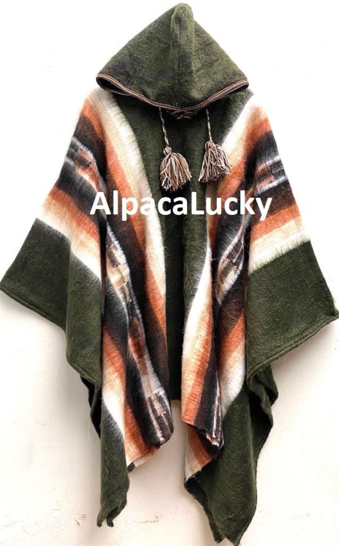 Green Military Alpaca Poncho for Men and Woman, Alpaca Poncho, Poncho ...
