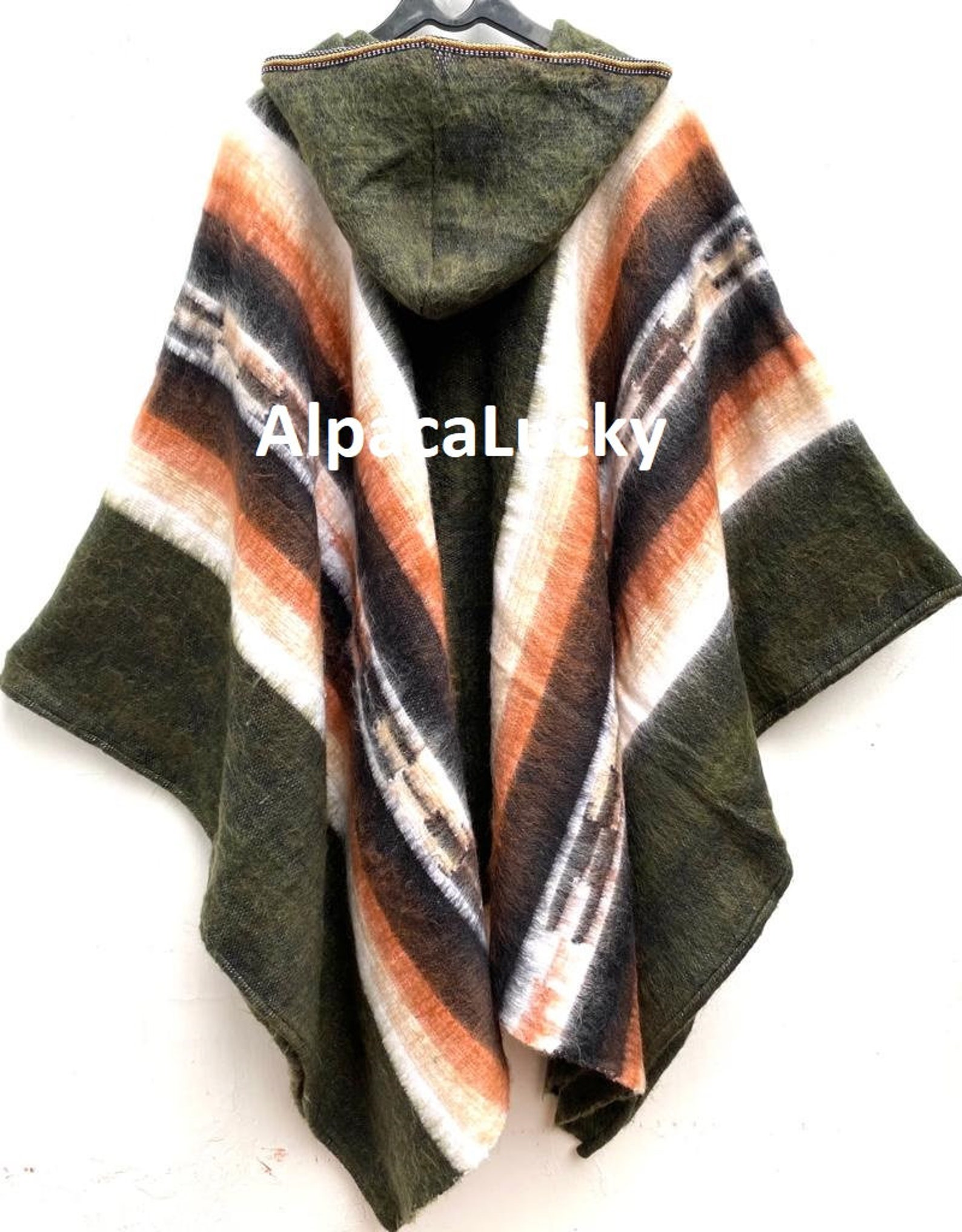 Green Military Alpaca Poncho for Men and Woman, Alpaca Poncho, Poncho ...