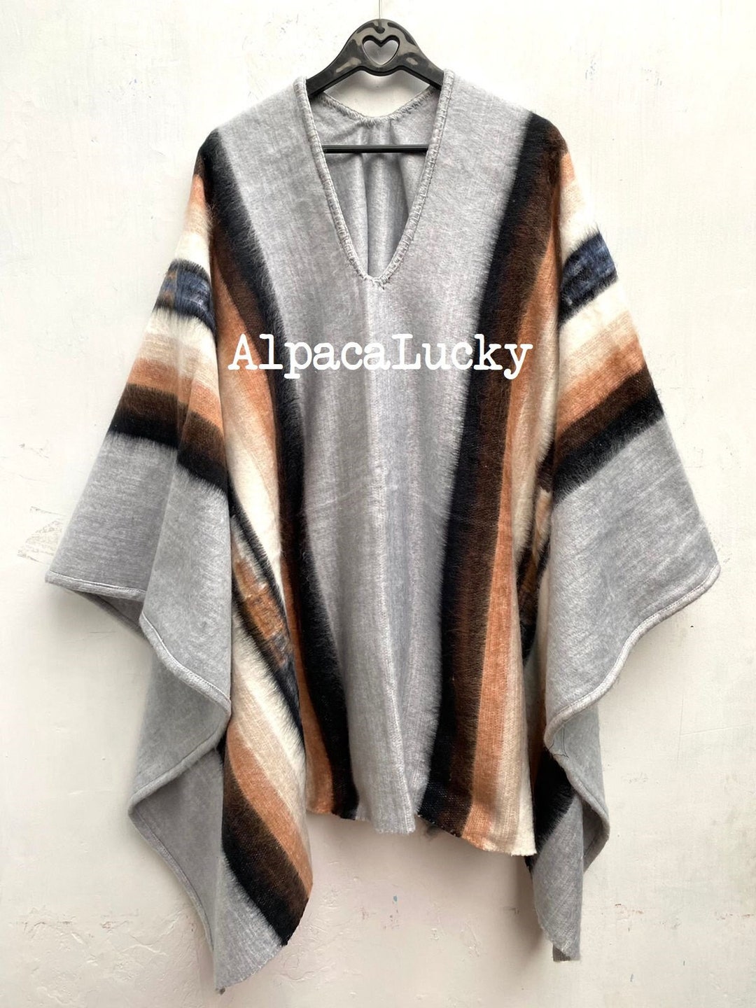 Light Gray Alpaca Poncho for Men and Woman, Alpaca Poncho, Poncho ...