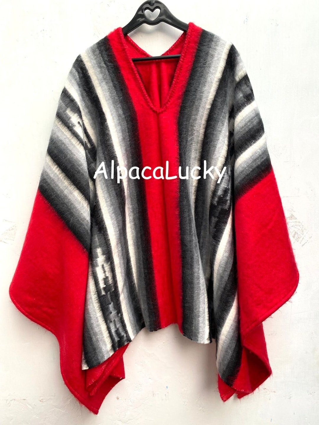 Red Alpaca Poncho for Men and Woman, Alpaca Poncho, Poncho Alpaca Wool ...