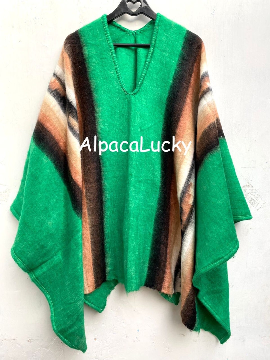 Green Alpaca Poncho for Men and Woman, Alpaca Poncho, Poncho Alpaca ...
