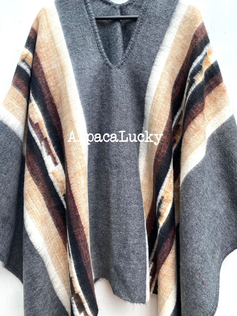 Gray Alpaca Poncho for Men and Woman, Alpaca Poncho, Poncho Alpaca Wool ...