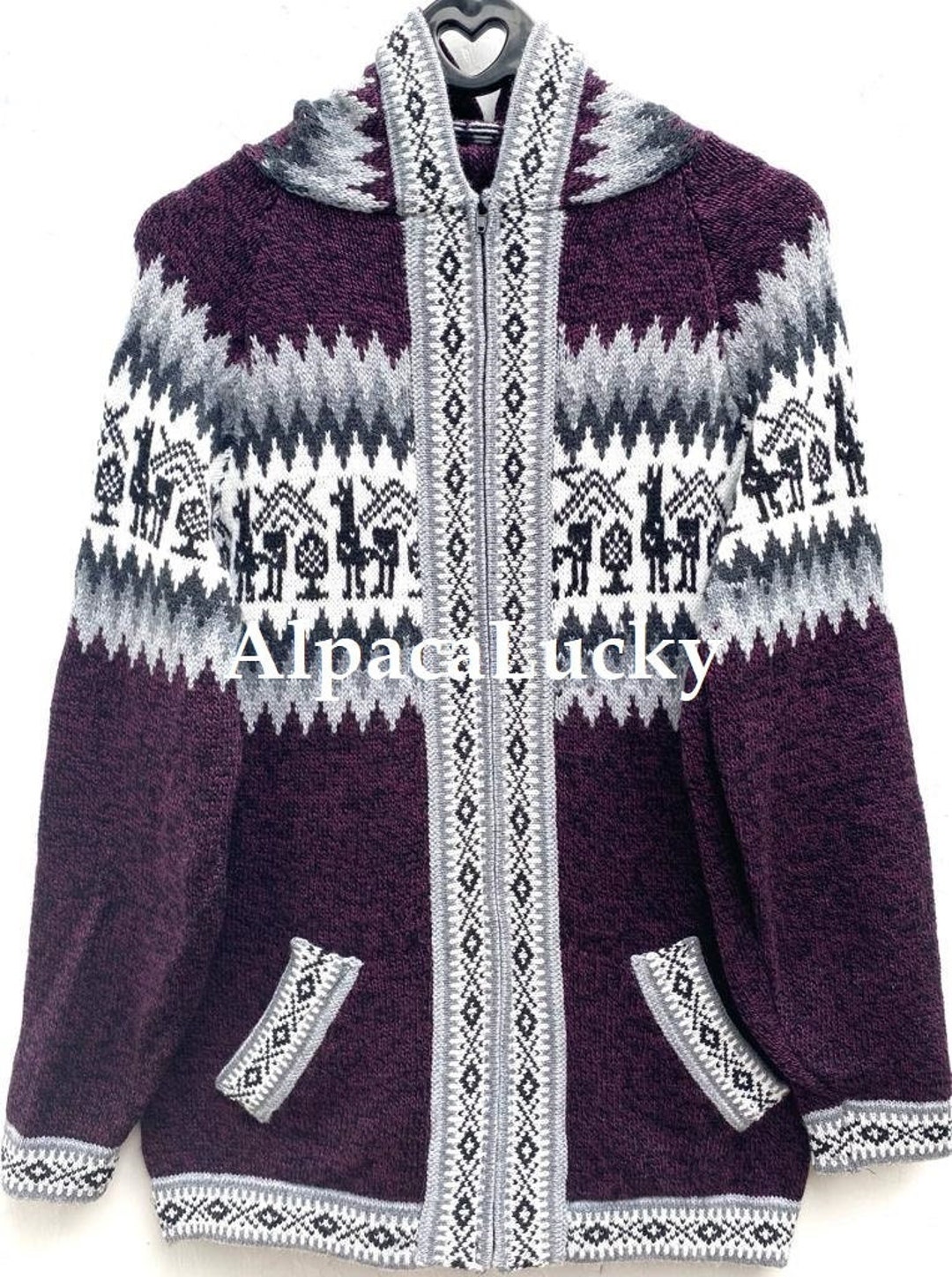 Hashed Purple Alpaca Sweater, Peruvian Sweater, Unisex Sweater ...