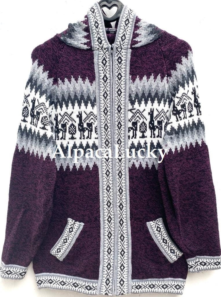 Hashed Purple Alpaca Sweater, Peruvian Sweater, Unisex Sweater ...