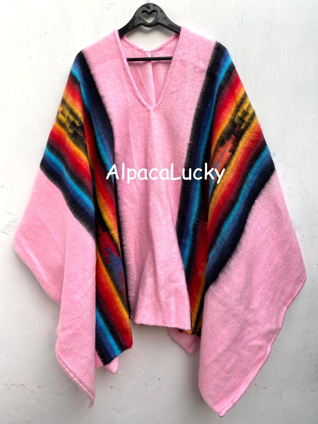 Rainbow Pink Alpaca Poncho for Men and Woman, Alpaca Poncho, Poncho ...