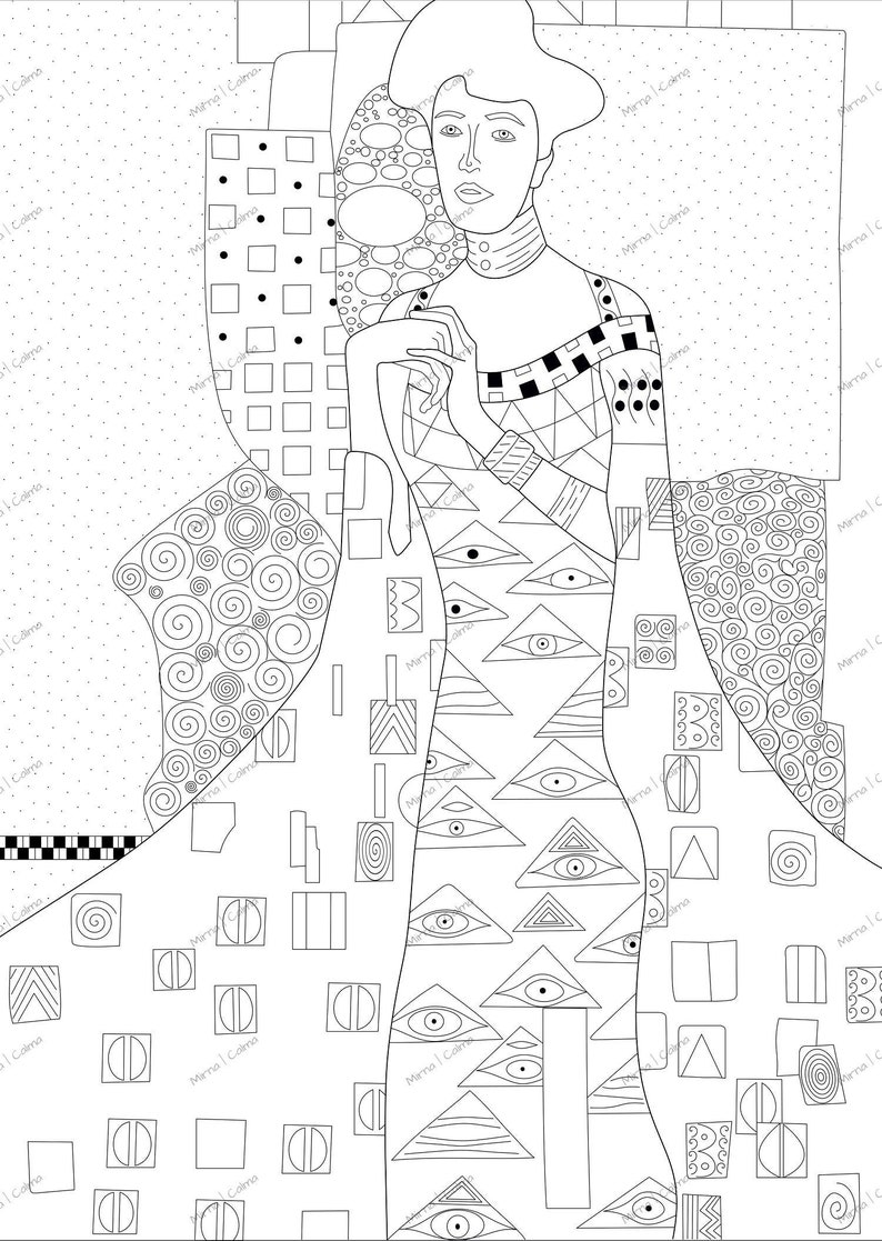 Gustav Klimt Coloring Page Sketch Coloring Page