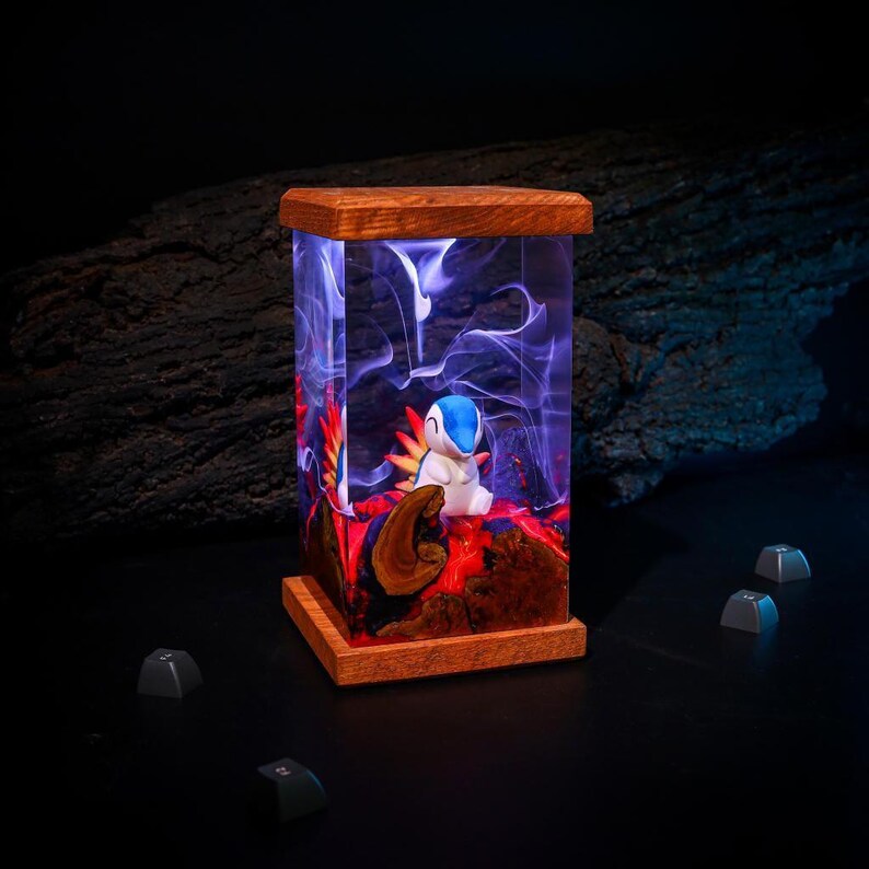 Cyndaquil Pokémon Resin Lamp, LED Anime Night Light, Bedroom Ambient ...