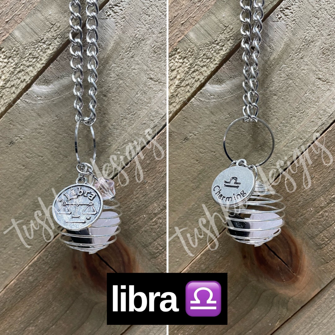 Crystal Gem Libra Zodiac Rose Quartz Black Tourmaline Rearview Mirror ...