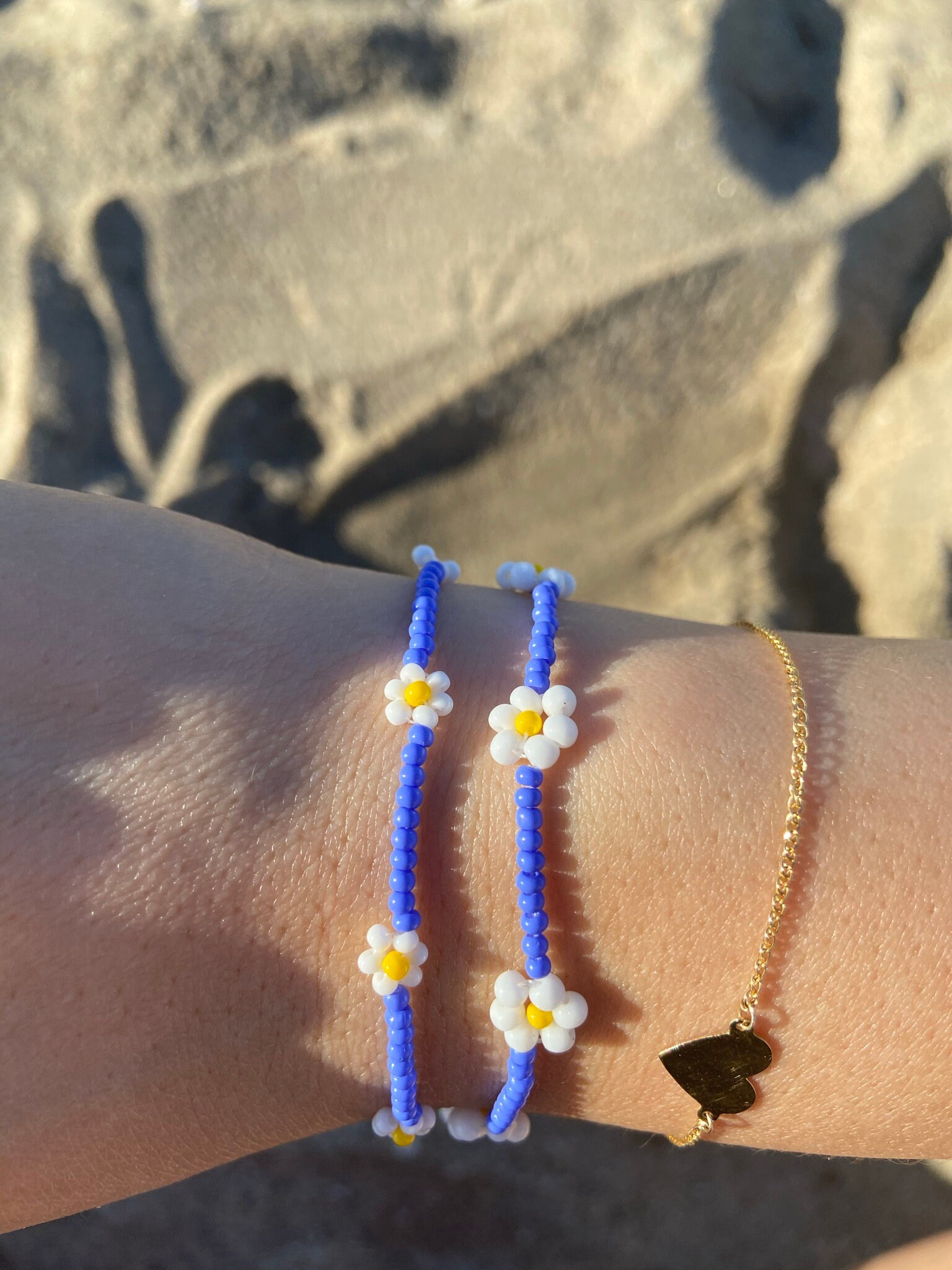 Spring Daisies Beaded Anklet, Seed Bead Anklet, Beach Anklet, Flower ...