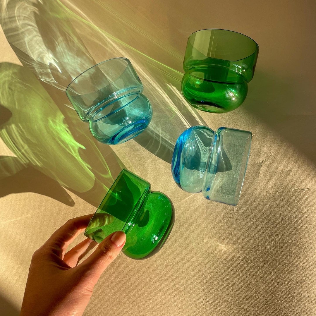 Handmade Glass, Colorful Glass, Juice Glass, 2 Pieces, Gift for Friend ...
