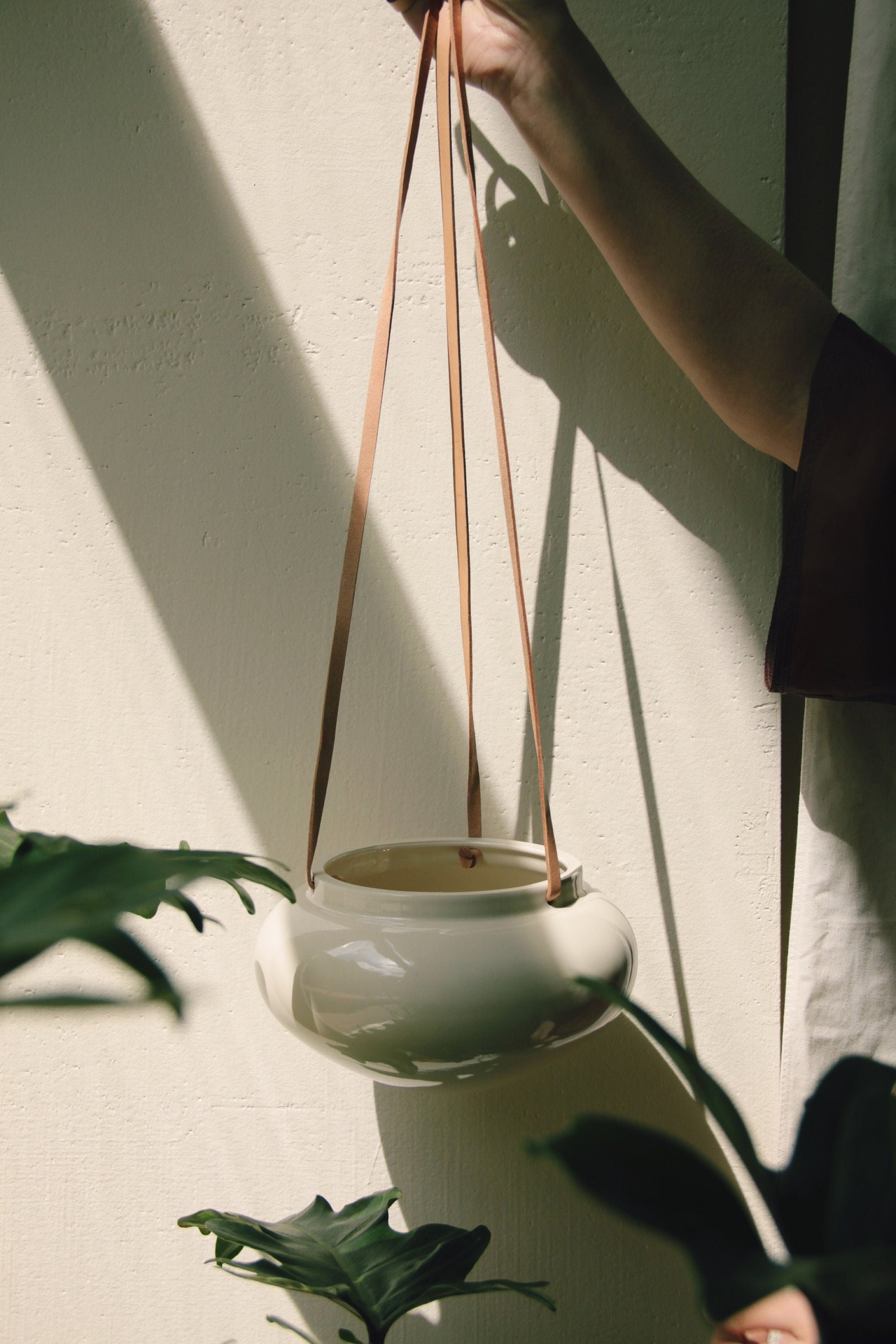 Hanging Flower Pot Ceramic Hanging Planter Brass - Etsy