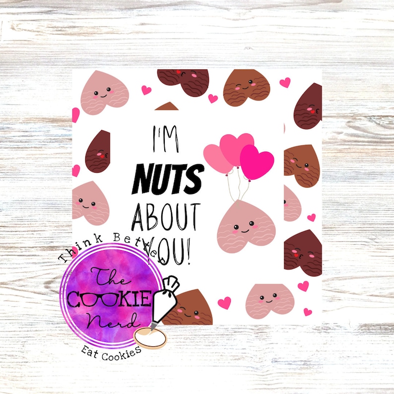 I'm Nuts About You Printable 2" Square Valentine's Day Treat Tag - Etsy