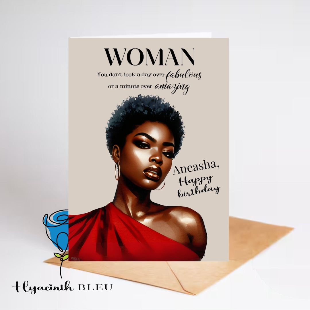 Black Woman Birthday Card, Afro Cards, Afro Caribbean Card, Afrocentric ...