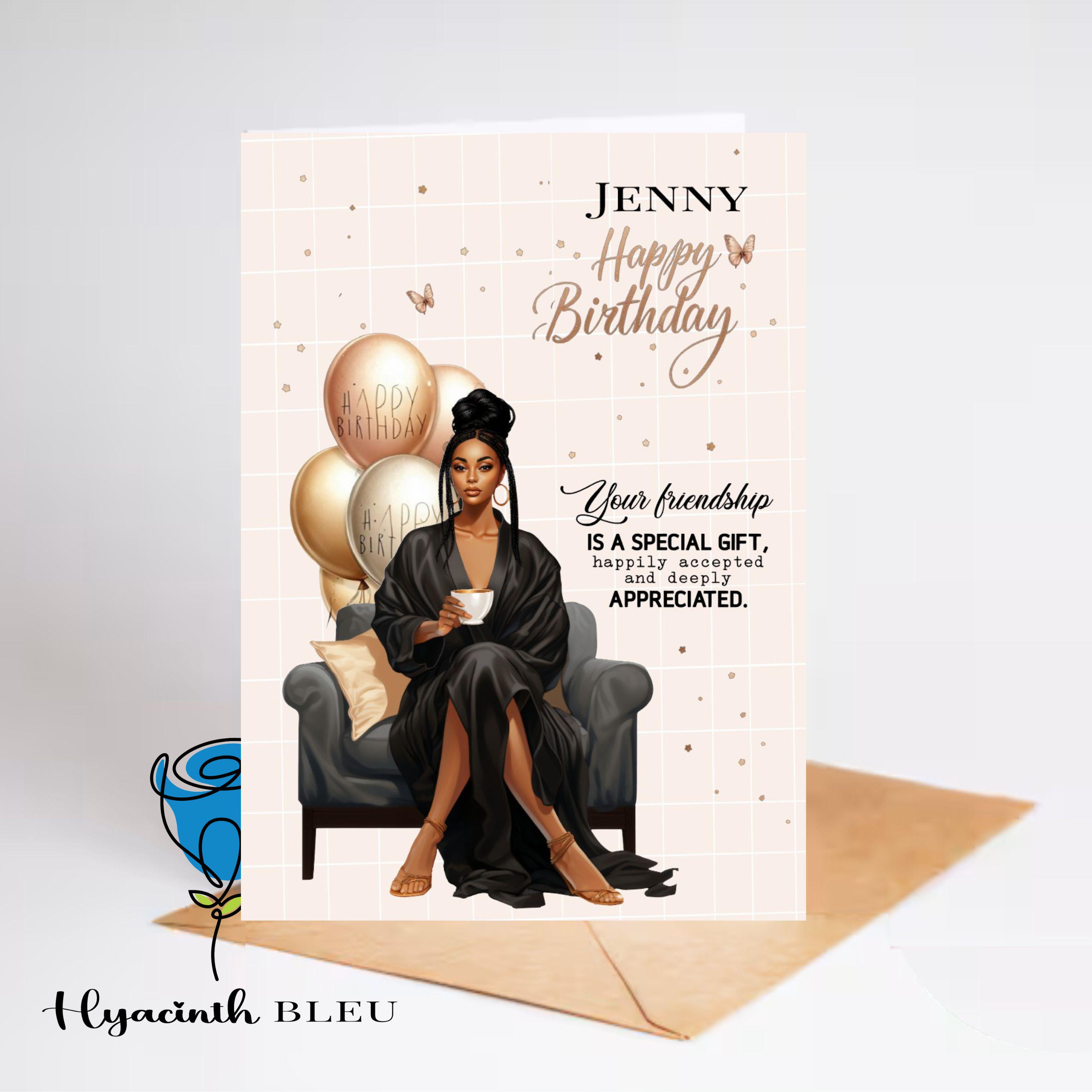 Black Girl Birthday Card: Illustrated Melanin Card, Handmade - Etsy