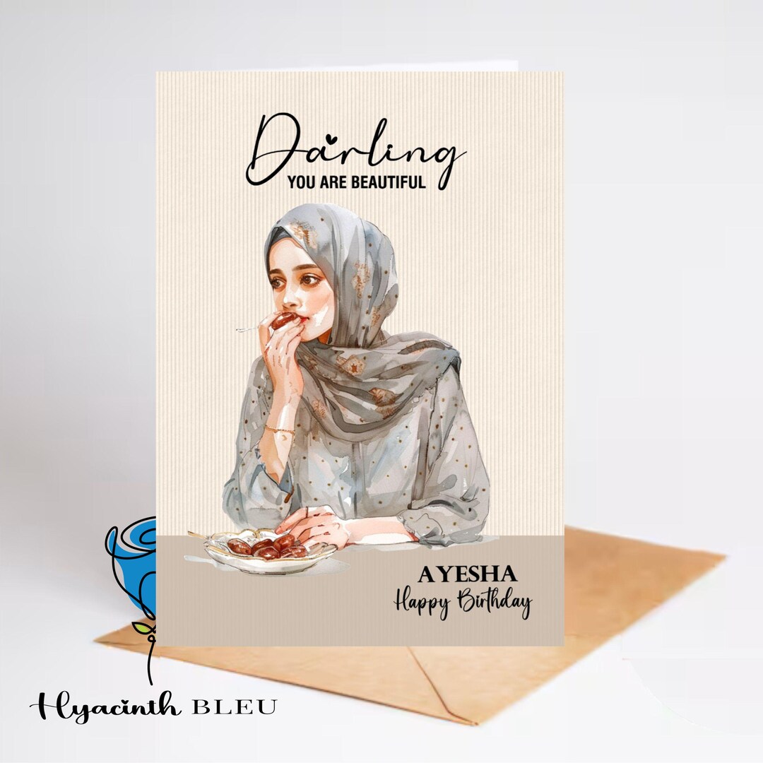 Muslim Woman Card, Muslim Birthday Card, Umrah Cards, Islamic Wife ...