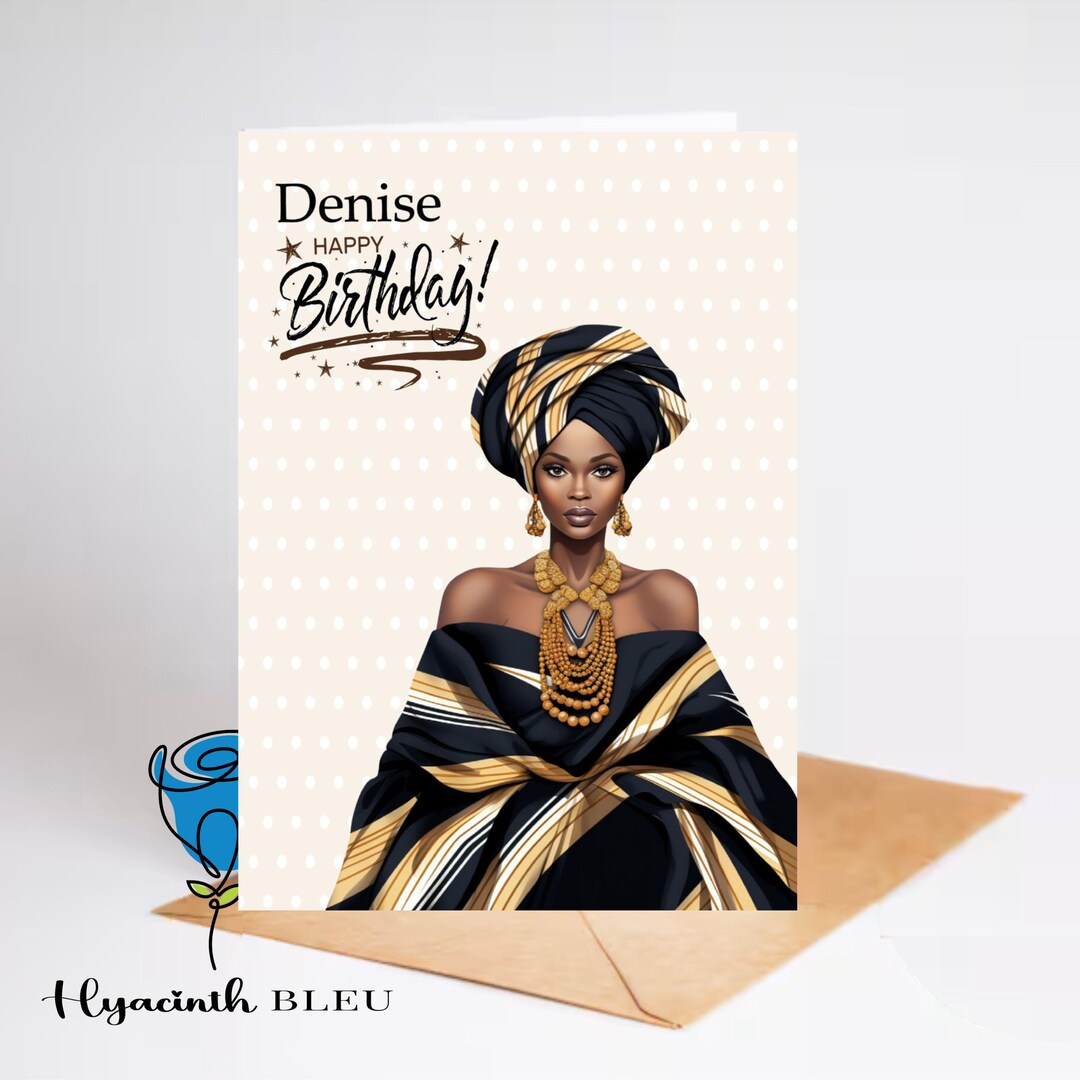 African Woman Birthday Card, Black Queen Cards, Black Women Card, Black ...