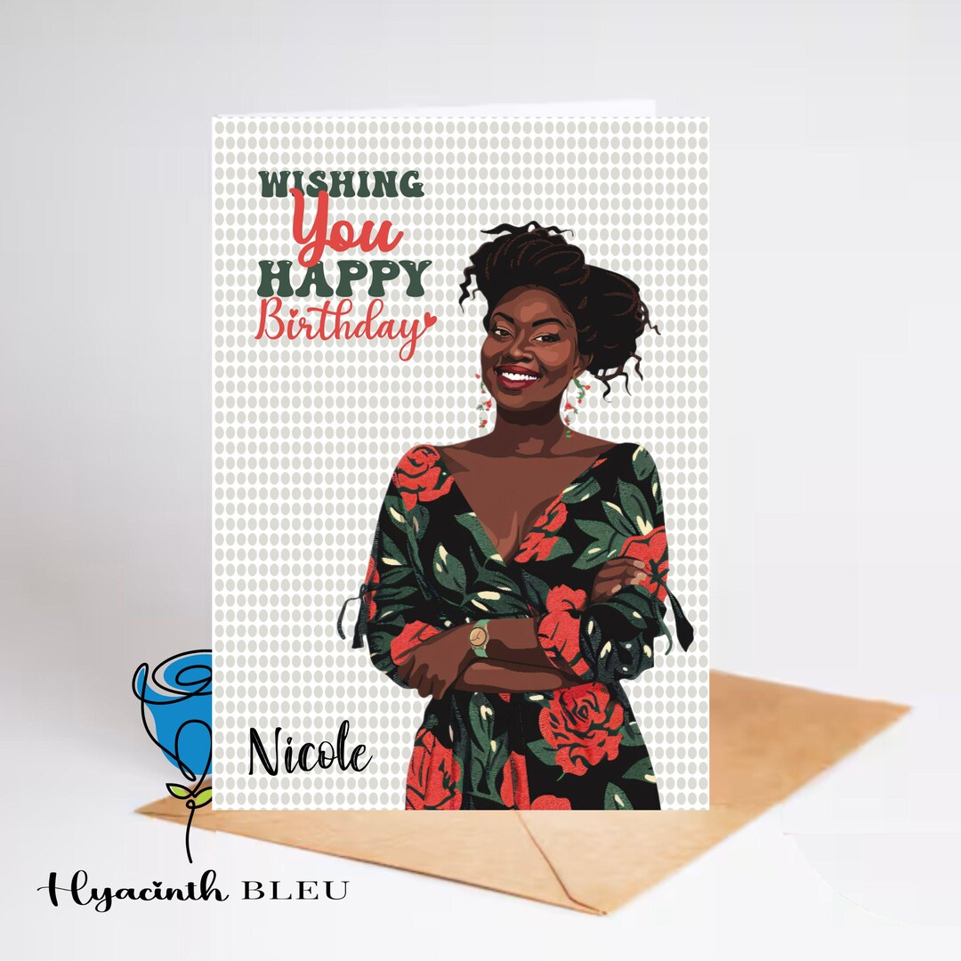 Black Woman Birthday Card, Black Women, Black People Card, African ...