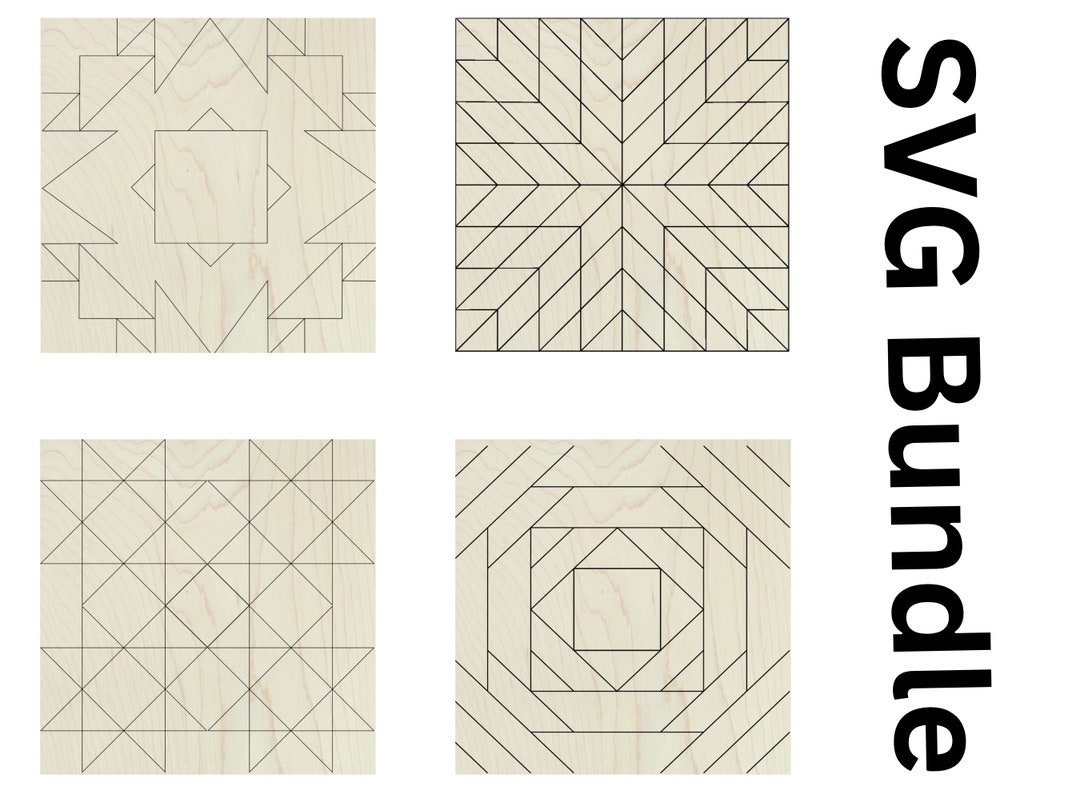 Set of 4 Geometric Barn Quilt SVG Cut File Bundle, Classic Farmhouse ...