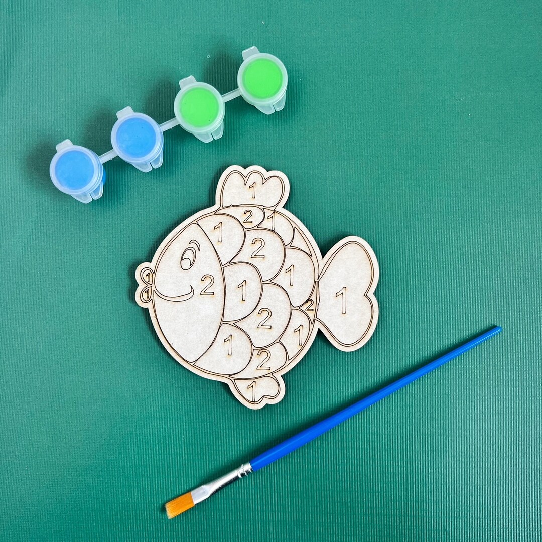 Fish SVG Paint by Number Kit, Kids Paint Kit Laser Cut Files, Lightburn ...