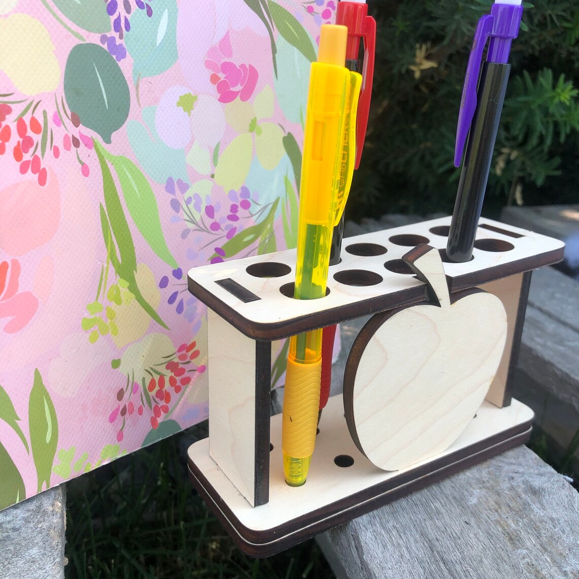Apple Pencil Holder SVG Laser Cut File Teacher Pen Holder SVG | Etsy