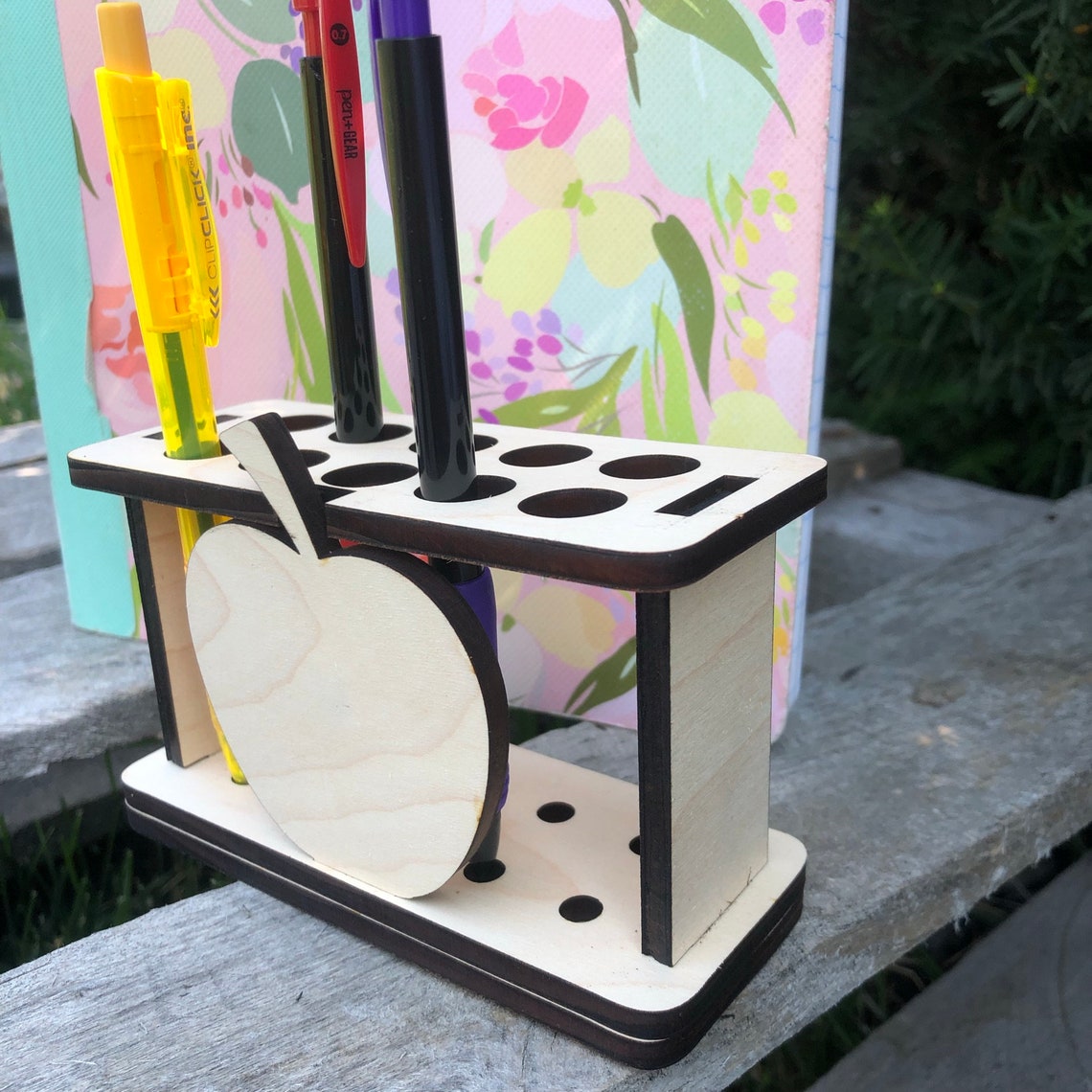 Apple Pencil Holder SVG Laser Cut File Teacher Pen Holder SVG - Etsy Canada
