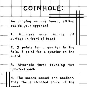 Mini Cornhole Game Board and Rules SVG, Quarter Toss Laser Cut Game ...