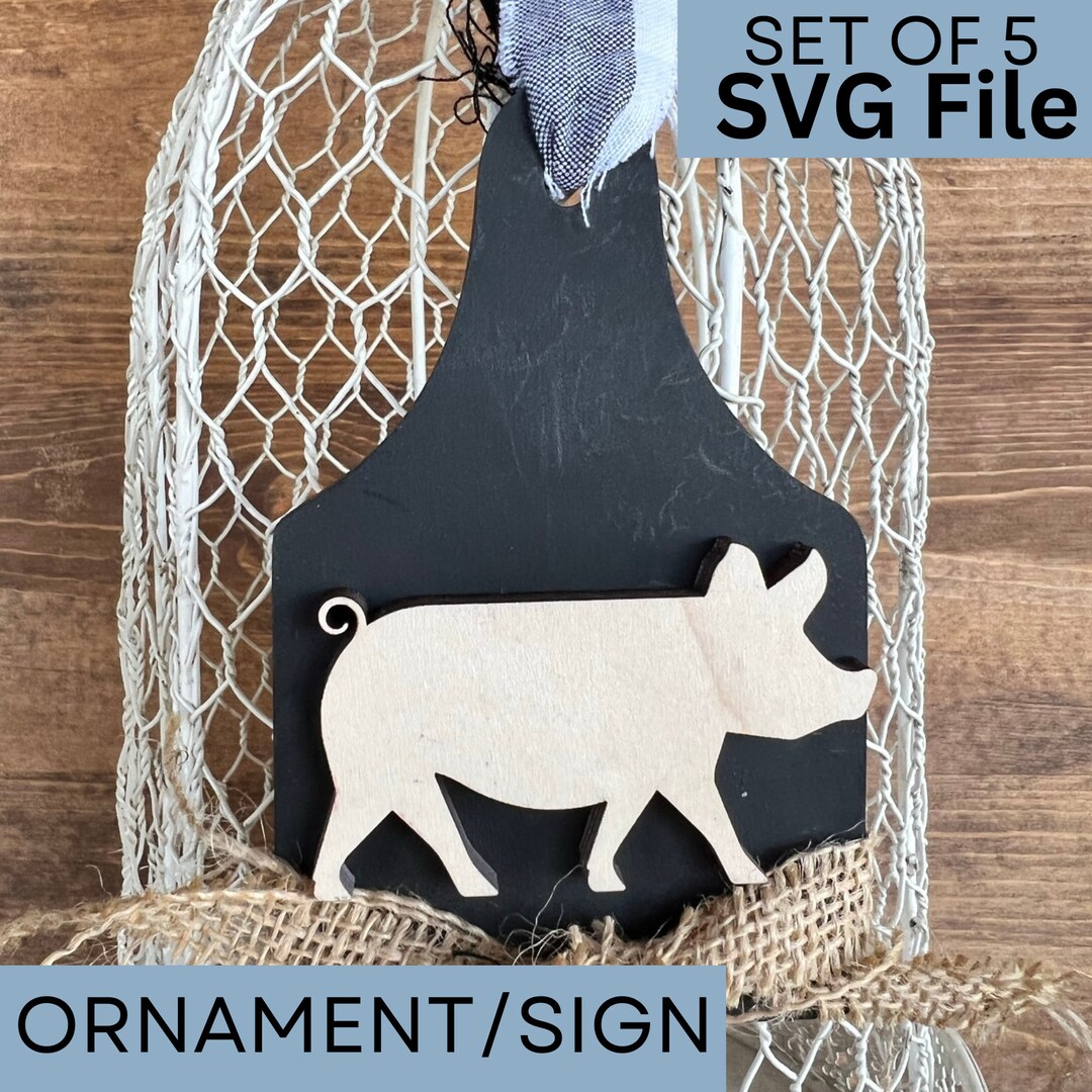 Pig Gift Tags SVG File, Set of Rooster SVG, Cow Svg, Horse Svg, Farm ...