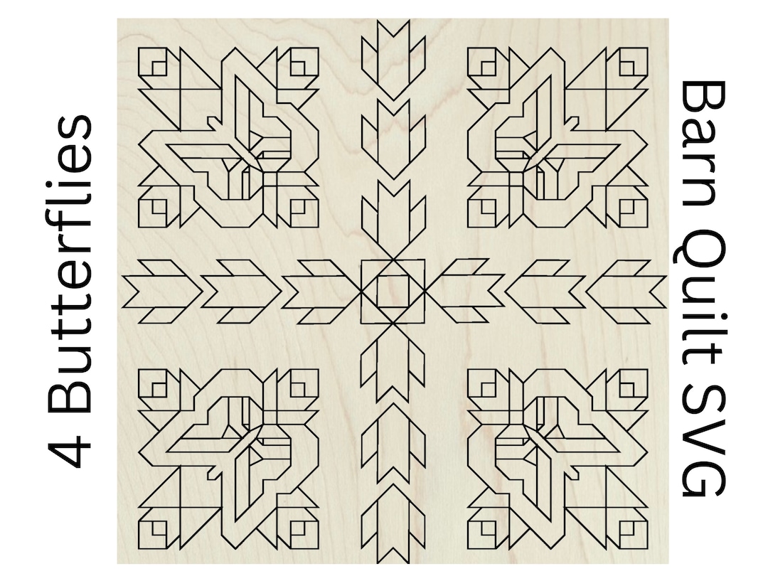 4 Butterfly Barn Quilt SVG Cut File, Clay's Choice Classic Farmhouse ...