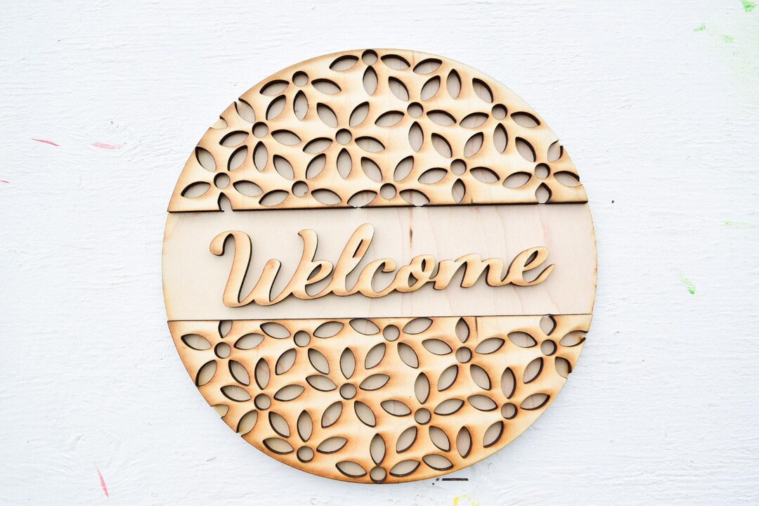 Daisy Welcome Door Hanger SVG, Wood Sign Laser Cut File - Etsy