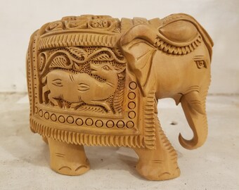 Wood Carving Elephant Hand Carved Sculpture Elephants Natural - Etsy