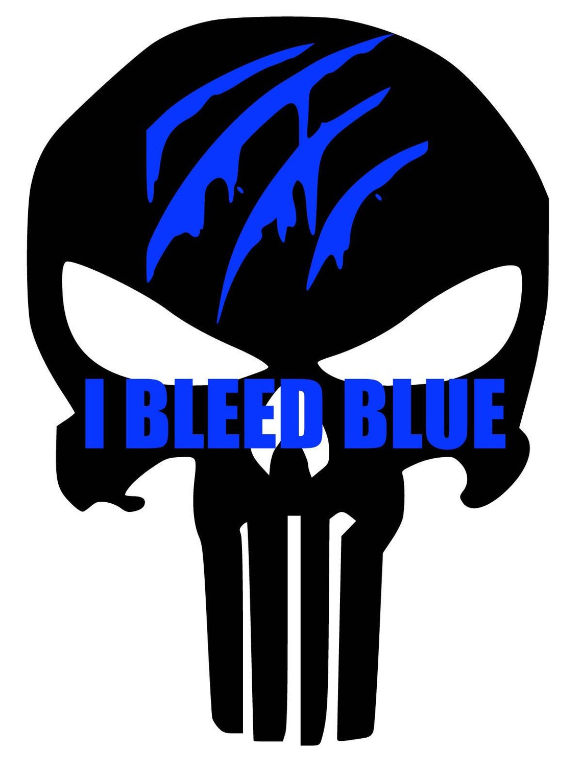 I bleed blue punisher skull law enforcement support blue | Etsy