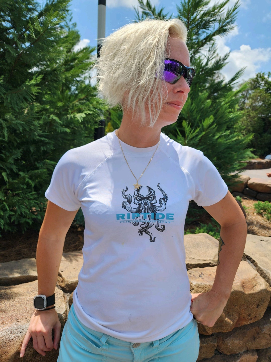 Riptide Rash Guard Shirt 50 UPF Dri-fit, Raised on the Water, Saltwater Fishing, Marlin, Anchor ...