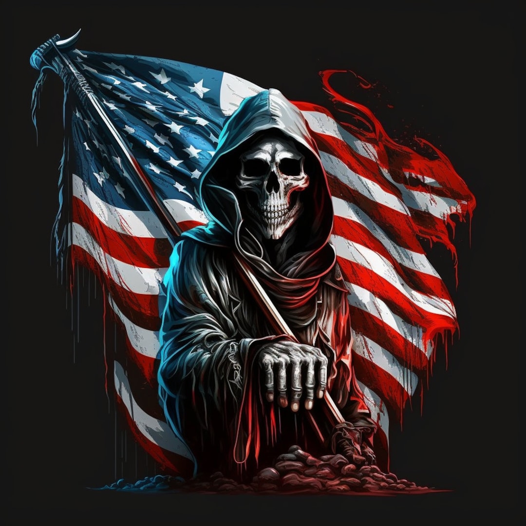 American Flag Grim Reaper Sticker Fun, Kids, Cool, Car, Truck, Boat ...