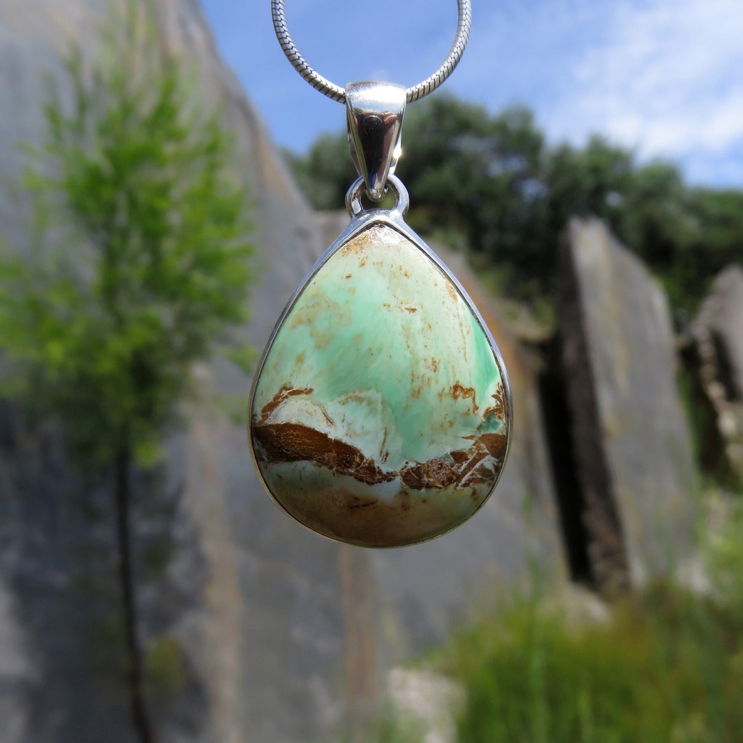 Variscite Pendant, Sterling Silver Natural Gemstone Pendant, One of a ...