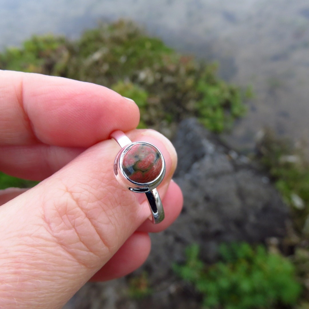 Ocean Jasper Ring, Size 9 Ring, Sterling Silver Ring, Jewellery ...