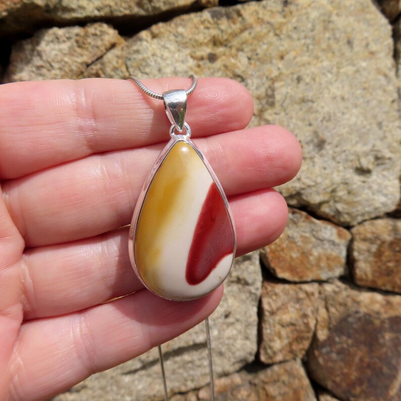 Natural Teardrop Mookaite Jasper Pendant Mookite Gemstone Womens Mens ...