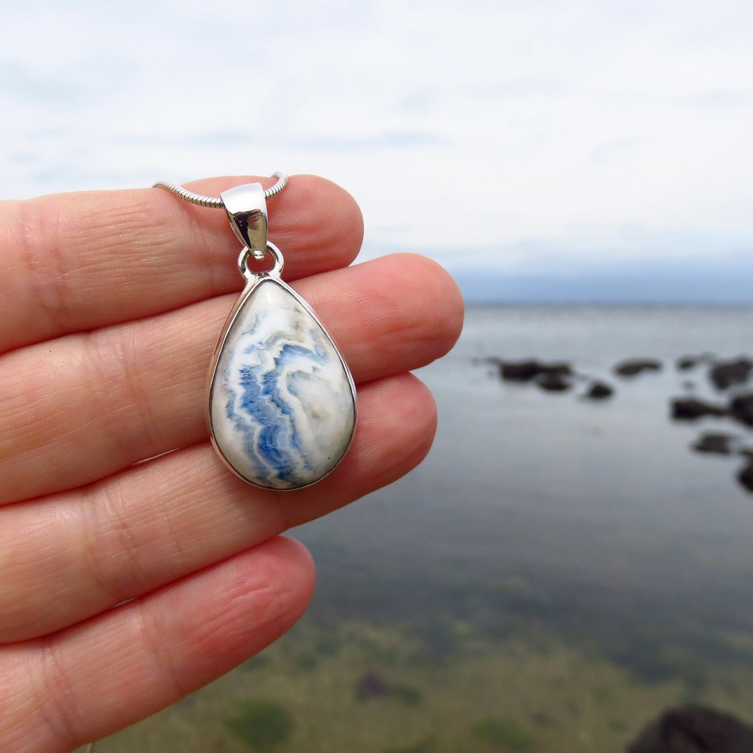 Scheelite Pendant, One of a Kind Gemstone Jewelry, Natural Blue Stone ...