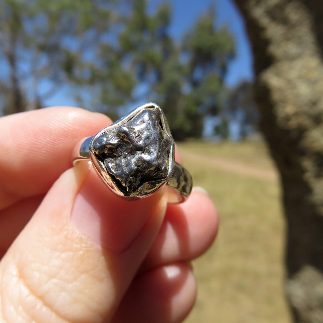 Meteorite Ring Size 7, Campo Del Cielo, Iron Meteorite Jewellery ...