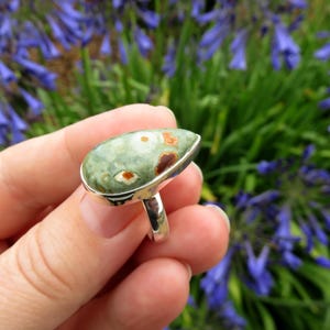 Rhyolite Ring Size 7.5 P 56 Rainforest Jasper 925 Sterling Silver Green ...