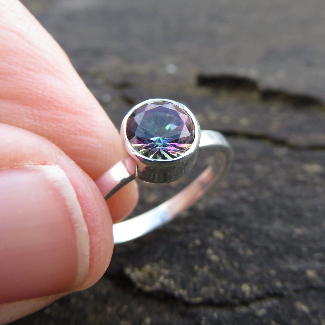 Rainbow Quartz Ring, Mystic Quartz Ring, Sterling Silver Ring for Women ...