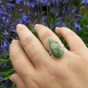 Rhyolite Ring Size 7.5 P 56 Rainforest Jasper 925 Sterling Silver Green ...