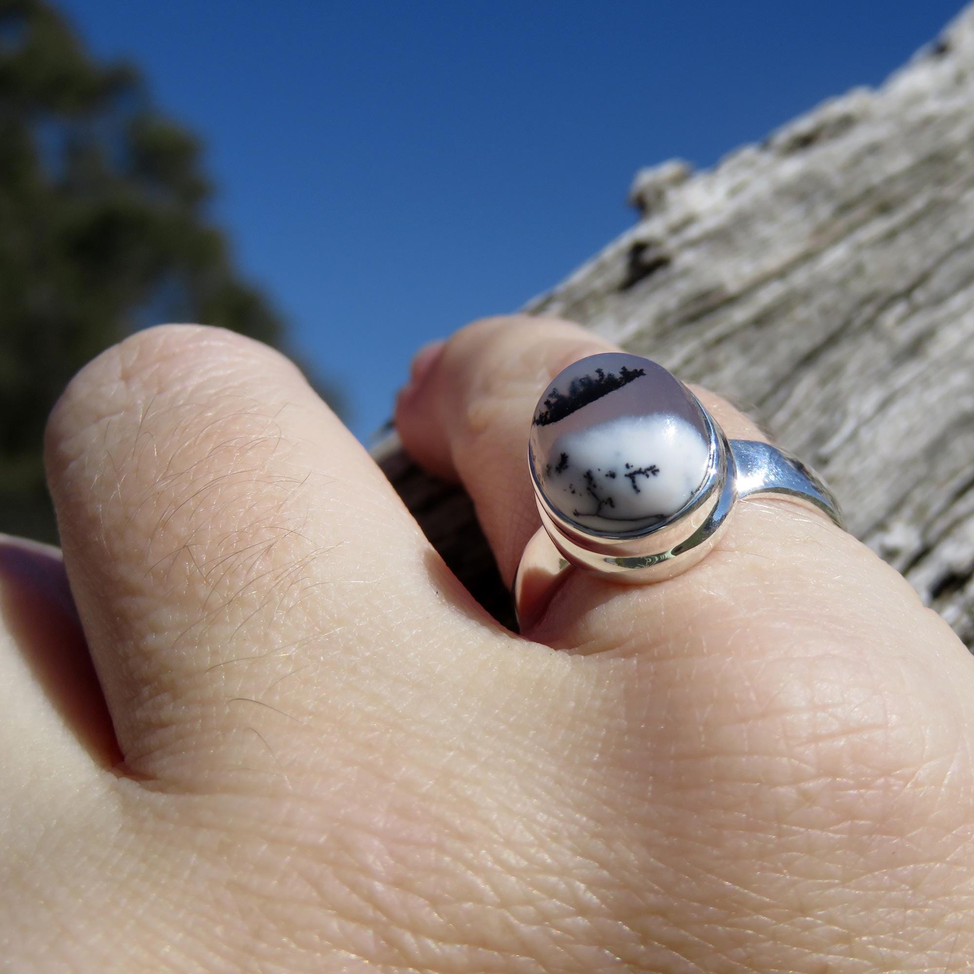 Merlinite Ring Size 6.5, Dendritic Agate Ring, Melinite Jewelry ...