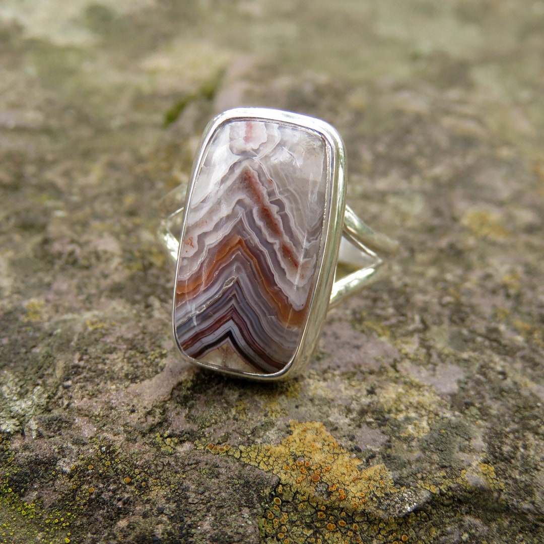 Laguna Lace Agate Ring Size 8.5 R 58 Mexican Crazy Lace Agate Gemstone ...