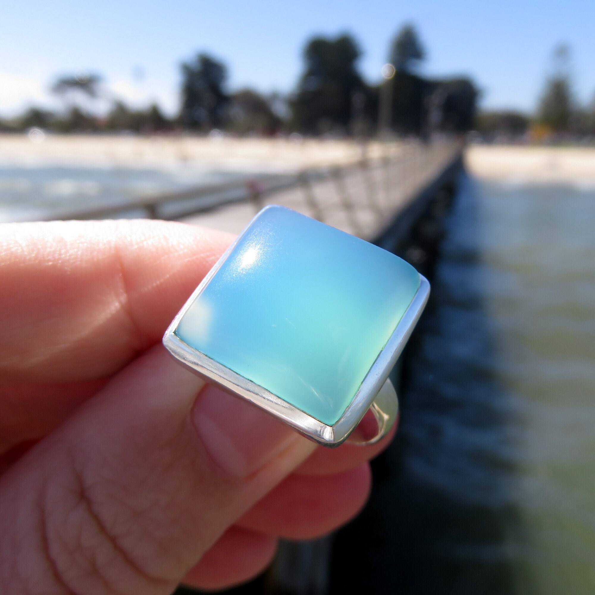 Paraiba Ring Chalcedony Ring for Woman Blue Stone Ring - Etsy Australia