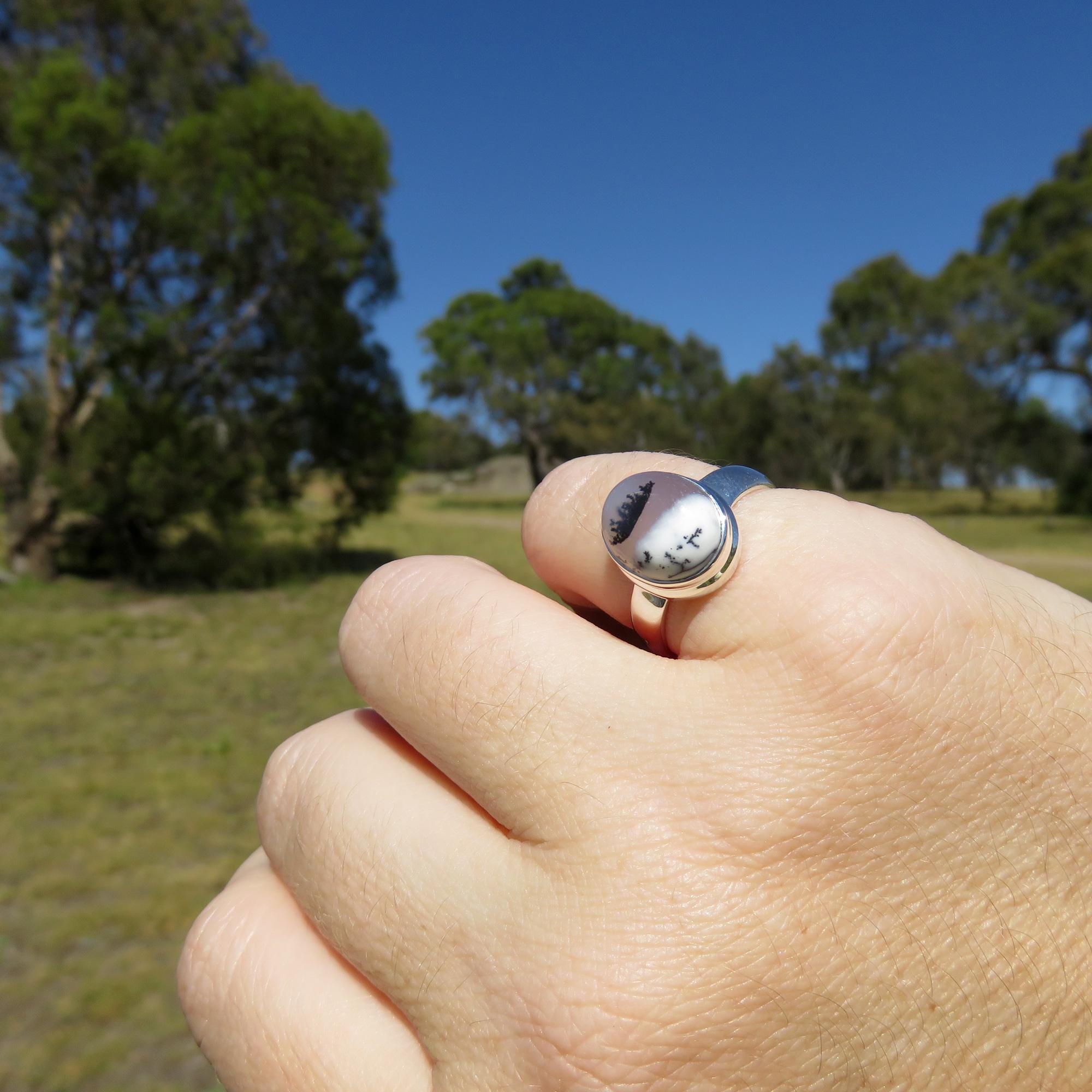 Merlinite Ring Size 6.5, Dendritic Agate Ring, Melinite Jewelry ...